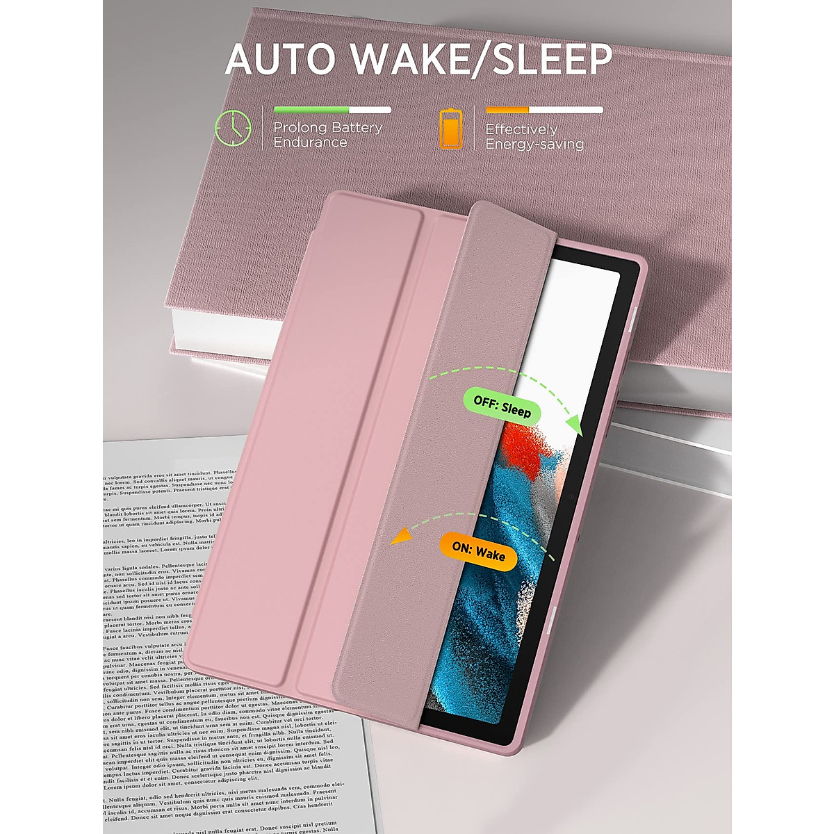 MoKo Case Fits Samsung Galaxy Tab A8 10.5 Inch 2022 (SM-X200/SM-X205/SM-X207), Tablet Case Transparent Back Cover with Auto-Wake Fit Samsung Galaxy Tab A8 2022, Pink