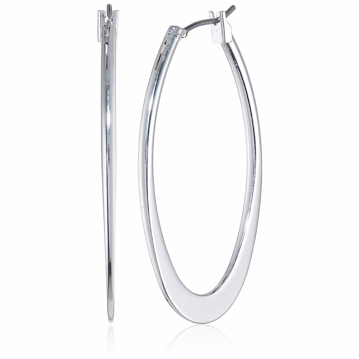 Anne Klein Classics Silvertone Large Oval Hoop Earrings