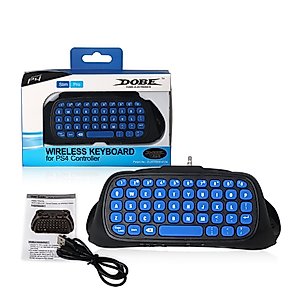 PS4 Controller Keyboard, 2.4G Wireless Rechargeable Online Gaming Live Chat Message Chatpad Keypad with 3.5mm Audio Aux-in Headset for Sony PlayStation 4, PS4 Slim, PS4 Pro (Controller Not Included)
