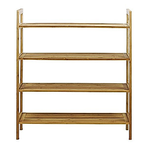 Oceanstar 4-Tier Bamboo, Natural Shoe Rack, Medium