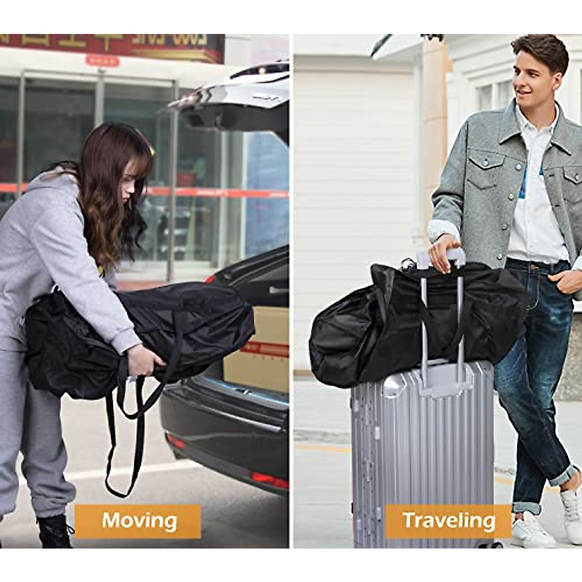 MISSLO Garment Bags for Travel Heavy Duty Moving Bags Large Capacity Hanging Clothes Bag for 20 Shirts Waterproof Fabric Suit Covers for Closet Storage 2 Packs, 43"