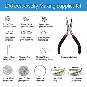 Ybxjges1330Pcs Irregular Crystal Chips, Natural Gemstone Beads Kit with Jump Rings Earring Hooks Pendants Charms Wire for DIY Bracelet Necklace Earring Jewelry Making Supplies
