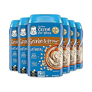 Gerber Baby Cereal 1st Foods, Grain & Grow, Oatmeal, 8 Ounce (Pack of 6)