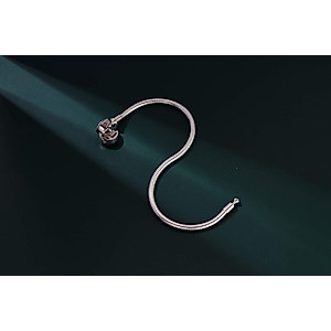 SOUKISS Genuine 925 Sterling Silver Clasp Charm Bracelet with 2 Rubber Spacer Charm for European Bead Charms,Xmas Gifts (22)