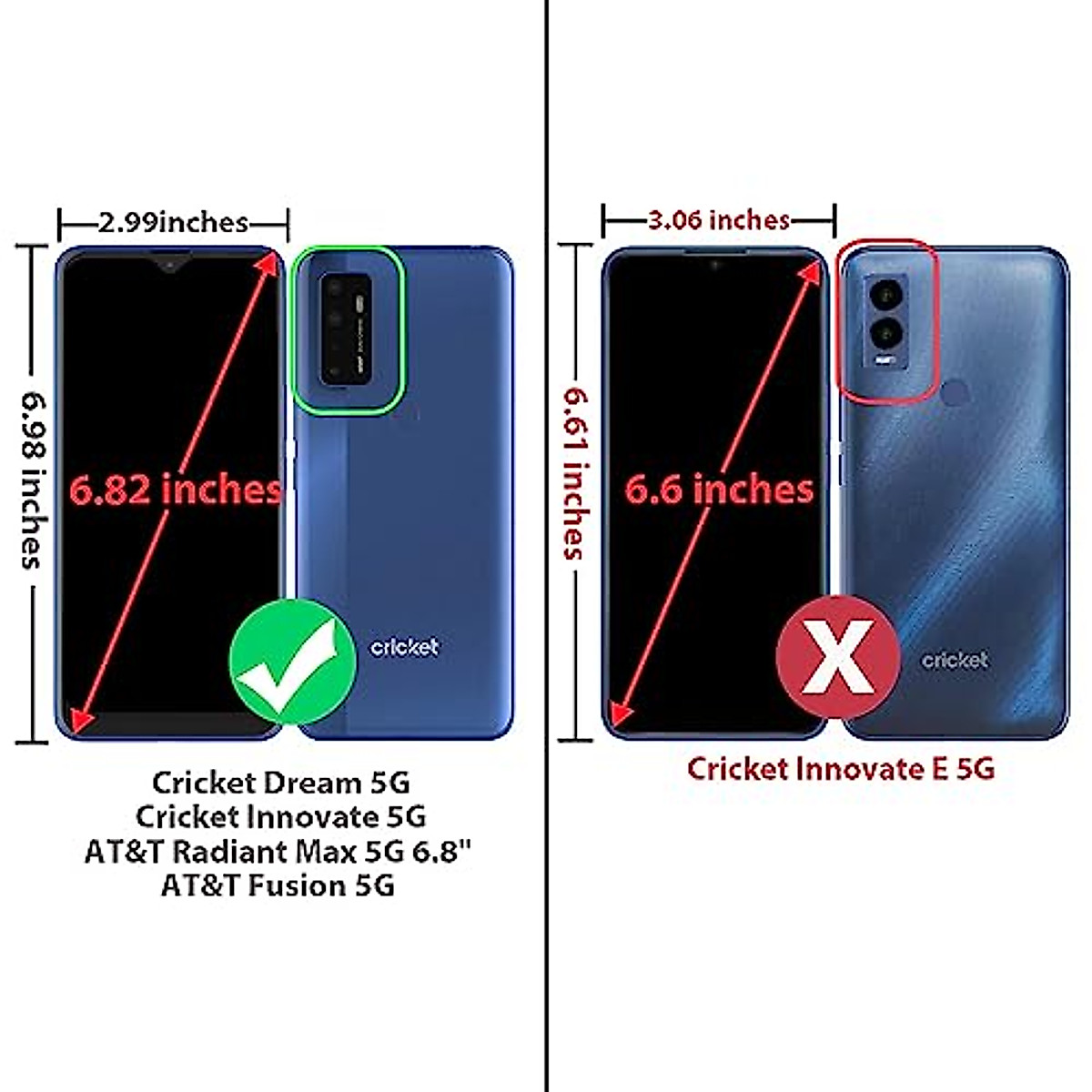 TJS Compatible with AT&T Radiant Max 5G 6.8"/Cricket Dream 5G/Cricket Innovate 5G/AT&T Fusion 5G Case, with Tempered Glass Screen Protector, Dual Layer Hybrid Shockproof Impact Phone Case (Black)