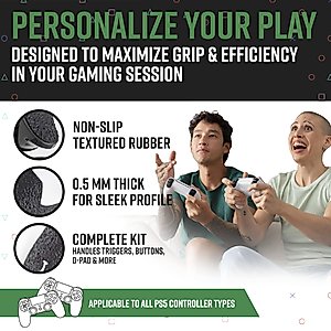 Dragon Grips PS5 Controller Grip, 22 Pcs Black Textured Non-Slip Rubber Controller Grips Stickers, Perfectly Fit to Any Handles, Trigger Buttons & D-pad, Sweat Resistant to Enhance Gaming Control, 2pk