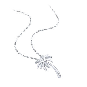 KATARINA Diamond Palm Tree Pendant Necklace in 10k White Gold (1/10 cttw, J-K, SI2-I1)