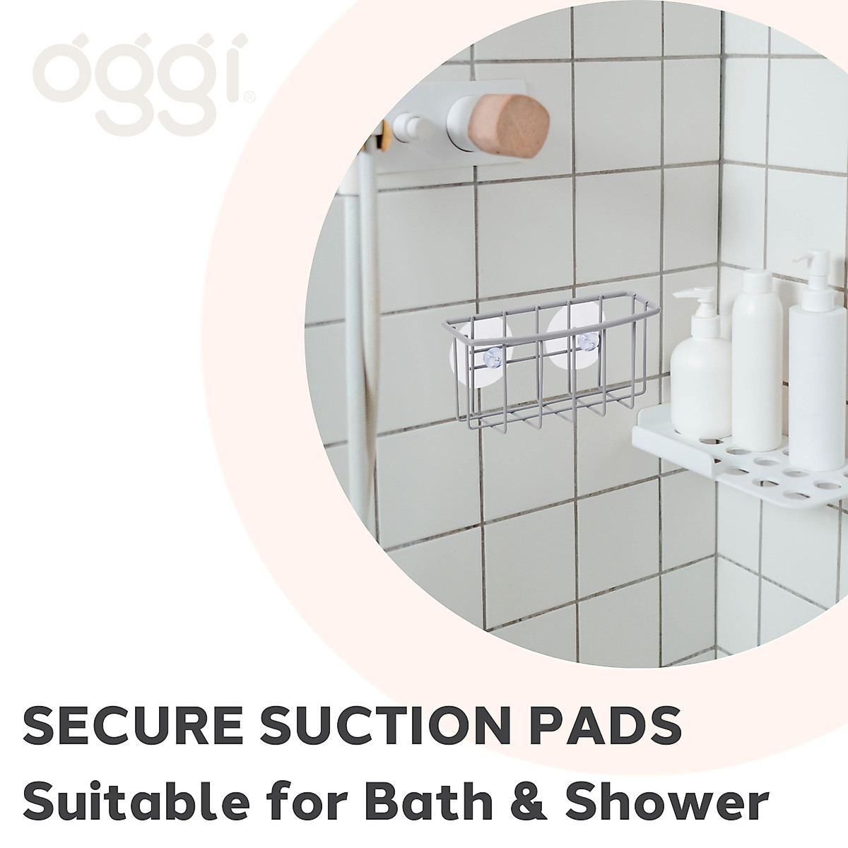 Oggi Metal Suction Sink Caddy- Kitchen Brush, Bar Soap, or Sponge Holder for Kitchen Sink, Great Kitchen Sink Organizer for Sink Accessories, 6˝ x 2.5˝ x 2.75˝, Silver