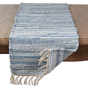 Saro Lifestyle Chindi Table Runner With Denim Design, Denim, 16"x54"