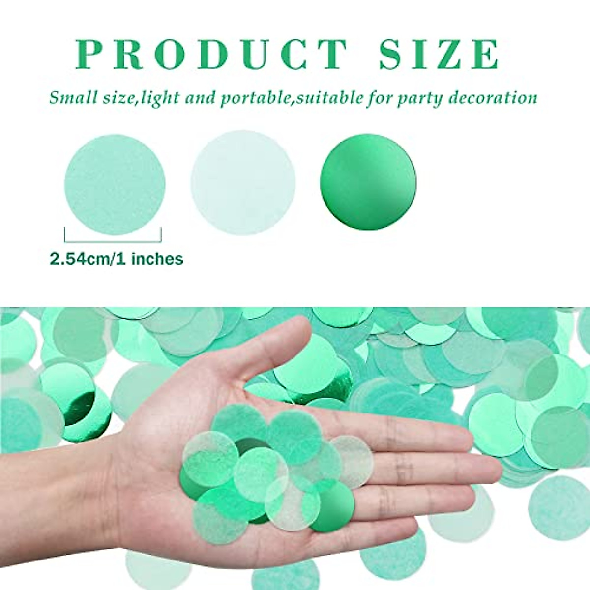VCOSTORE Tissue Paper Confetti Circles - Round Confetti Dots，Large Table Confetti for Wedding Birthday Party Decoration and Gift Box decoration, 5000 pieces -Green Confetti