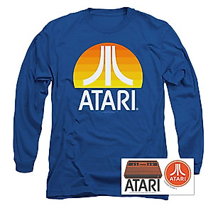 Popfunk Atari Video Game Retro Logo Vintage Gaming Console Longsleeve T Shirt & Stickers (Large) Royal Blue