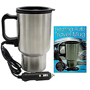 1 Travel Heated Mug Thermo Stainless Steel Portable Insulated Coffee Car Charger