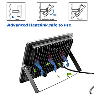 2 Pack 60W LED Flood Light, IP67 Waterproof, 6000K Daylight White, 6500LM Super Bright Security Lights with Plug, Landscape Wall Lights for Outdoor Indoor, Yard, Garden, Playground, Basketball Court