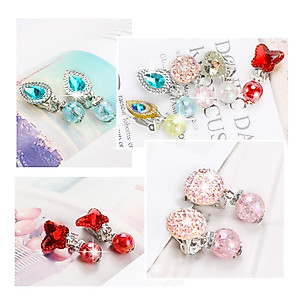 Hifot 7 Pairs Clip on Earrings Girls, No Pierced Design Earrings Dress up Pretend Princess Play Jewelry Accessories for Kids