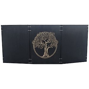 DND Dungeon Master Screen Engraved Maple Wood Three-Panel DM Screen with Initiative Tracker Slot for D&D and RPGs (Tree of Life), Black