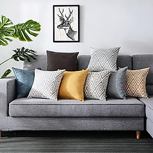 THOHAG Set of 4 Throw Pillow Covers 18 x18 inches, Soft Linen Cushion Covers, Square Decorative Couch Pillows Covers for Sofa Living Room, Black