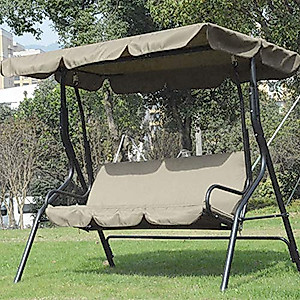 EBTOOLS 3 Seats Swing Chair Hammock Seat Cushion Cover, 59.1x19.7x3.9 inch Waterproof 3Seat Protection Bench Cushion for Patio Yard Courtyard Garden(Beige)
