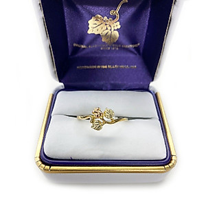 Rosebud Bypass Ring, 10k Yellow Gold, 12k Pink and Green Black Hills Gold Size 7