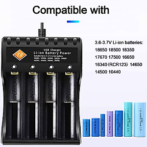 18650 battery Charger，4-Slot Intelligent Battery Charger for 3.7V Li-ion 3.7V Li-ion 18650,26650,18500,18350,16650, 16340 Rechargeable Battery(no battery)
