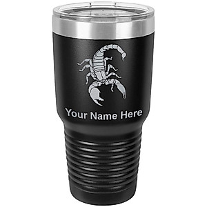 LaserGram 30oz Vacuum Insulated Tumbler Mug, Scorpion, Personalized Engraving Included (Black)