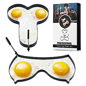 Funny Egg Rings- For Gag Gifts，White Elephant Gifts And Bachelorette Party Favors. Unique Novelty Funny Gifts For Men And Women. Stainless Steel ,Can Work With Eggs Or Pancakes(2 Pack)