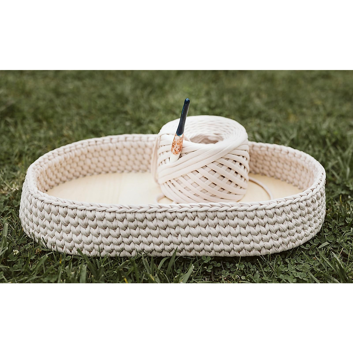 Generic Large Wood Basket Base Bottom for Crochet 50x30cm, Basswood