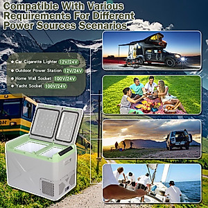 Car Refrigerator,APP-control 48 Quart/45 Liter Dual Zone RV Refrigerator with 12/24V DC & 110-240V AC, Portable refrigerator freezer fridge cooler For Vehicle, RV, Camping, Travel, Fishing
