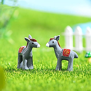 MAOMIA 12 Pcs Miniature Donkey Figurines Easter Cake Toppers, Mini Donkey DIY Craft Plant Pot Fairy Garden Landscape Decor Ornament