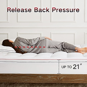 Homemate Mattress Topper, Extra Thick 3D Snow Down Alternative Overfilled Plush Mattress Pad Cover for Deep Sleep, 1800TC Cooling Pillow Top with 8-21 Inch Deep Pocket