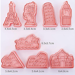 8 Pieces Statue of Liberty Cookie Moulds For Baking Cookie Mould Press Eiffel Tower Cookie Mould Set Kitchen Tools Plastic Cookie Stamps (Statue of Liberty)