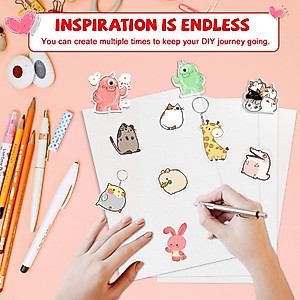OFNMY 225PCS Shrinky Dinks Kits,Shrinky Dink Sheets,Shrink Plastic Sheets Kit with 25PCS Shrinky Dink Paper,100PCS Keychains and Open Iron Ring for Kids Creative Craft Marking, Handprint Keychains