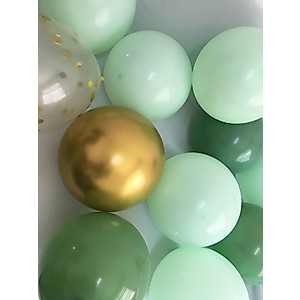 Matte Sage Green Gold Balloons – Light Mint Olive Green Balloons for Wedding Neutral Baby Shower Birthday Party Supplies 60 packs (Sage green + gold)