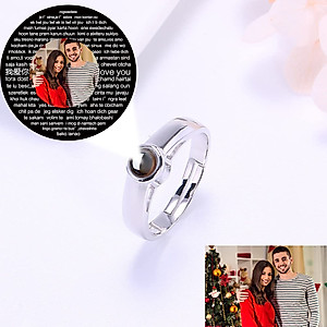 Personalized Custom photo Projection Ring 925 Sterling Silver Jewelry Rings Adjustable Ring Personality Gift for Women Couple Mother Birthday mother day Valentine Jewelry Gift
