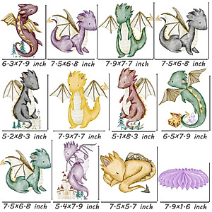 Dragon Honeycomb Centerpieces 11Pcs Dragon Theme Table Centerpieces Dragon Birthday Party Decorations Cute Dragon Honeycomb Decorations for Dragon Knight Baby Shower Supplies