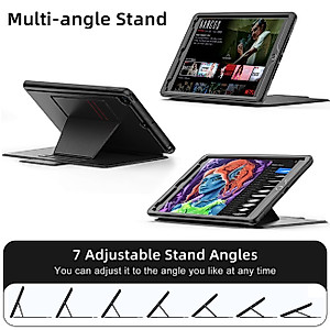 DUNNO Case for iPad 9th/ 8th/ 7th Generation (iPad 10.2-Inch 2021/2020/2019), Shockproof Magnetic Multi-Angles Stand Cover Case with Pen Holder & Card Pocket, Auto Wake/Sleep (Black)