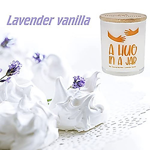A Hug in a Jar Candle -I Miss You Scented Candle for The One You Love. Ideal Thoughtful Uplifting Healing Gift for Lover, Best Friends. Father's Day, Valentine's Day Gift (Lavender Vanilla, 10oz)