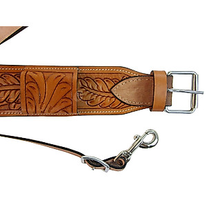 OAK TOOLED BROWN LEATHER BACK REAR CINCH FLANK WESTERN HORSE GIRTH TRAIL TACK
