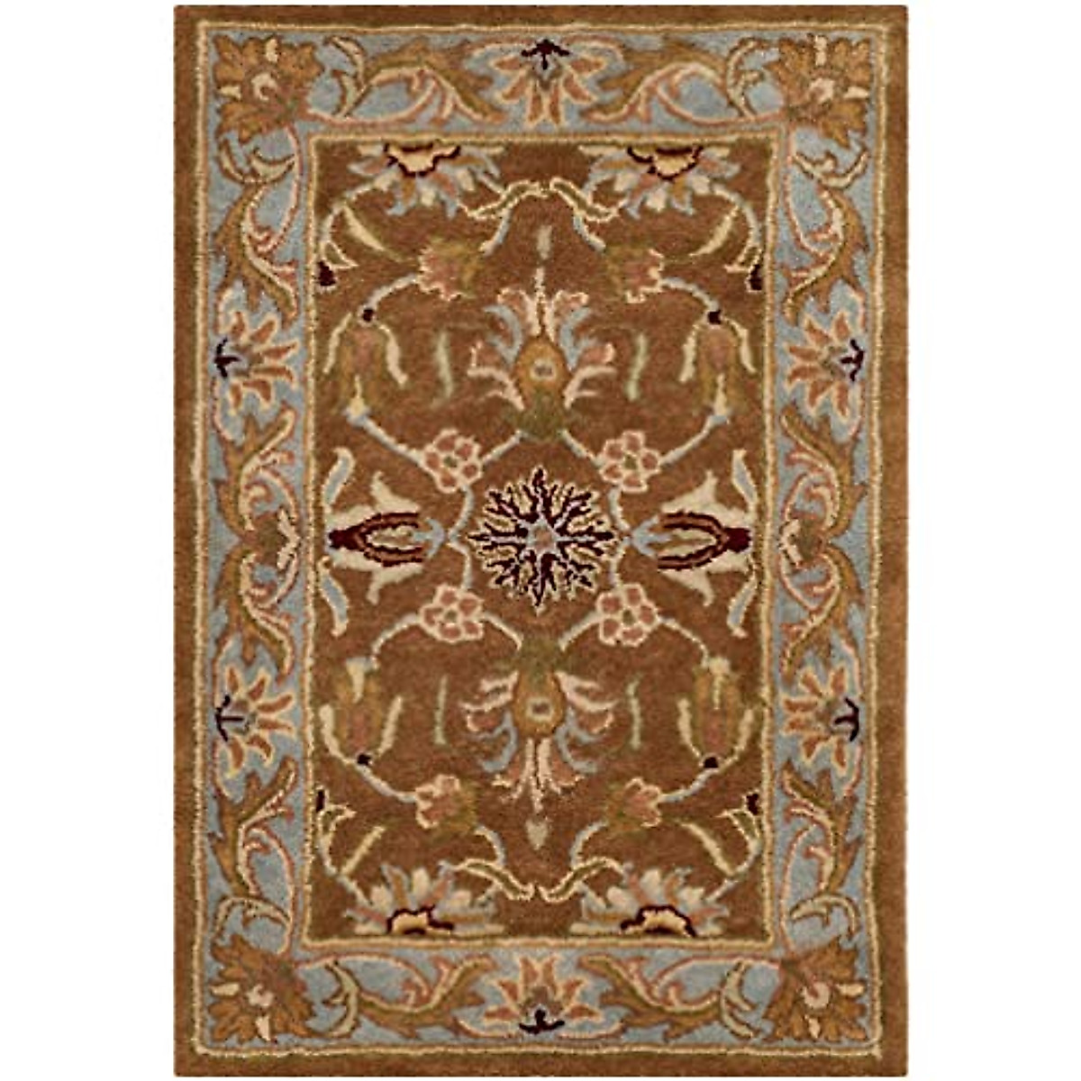 SAFAVIEH Heritage Collection Accent Rug - 2' x 3', Brown & Blue, Handmade Traditional Oriental Wool, Ideal for High Traffic Areas in Entryway, Living Room, Bedroom (HG812A)