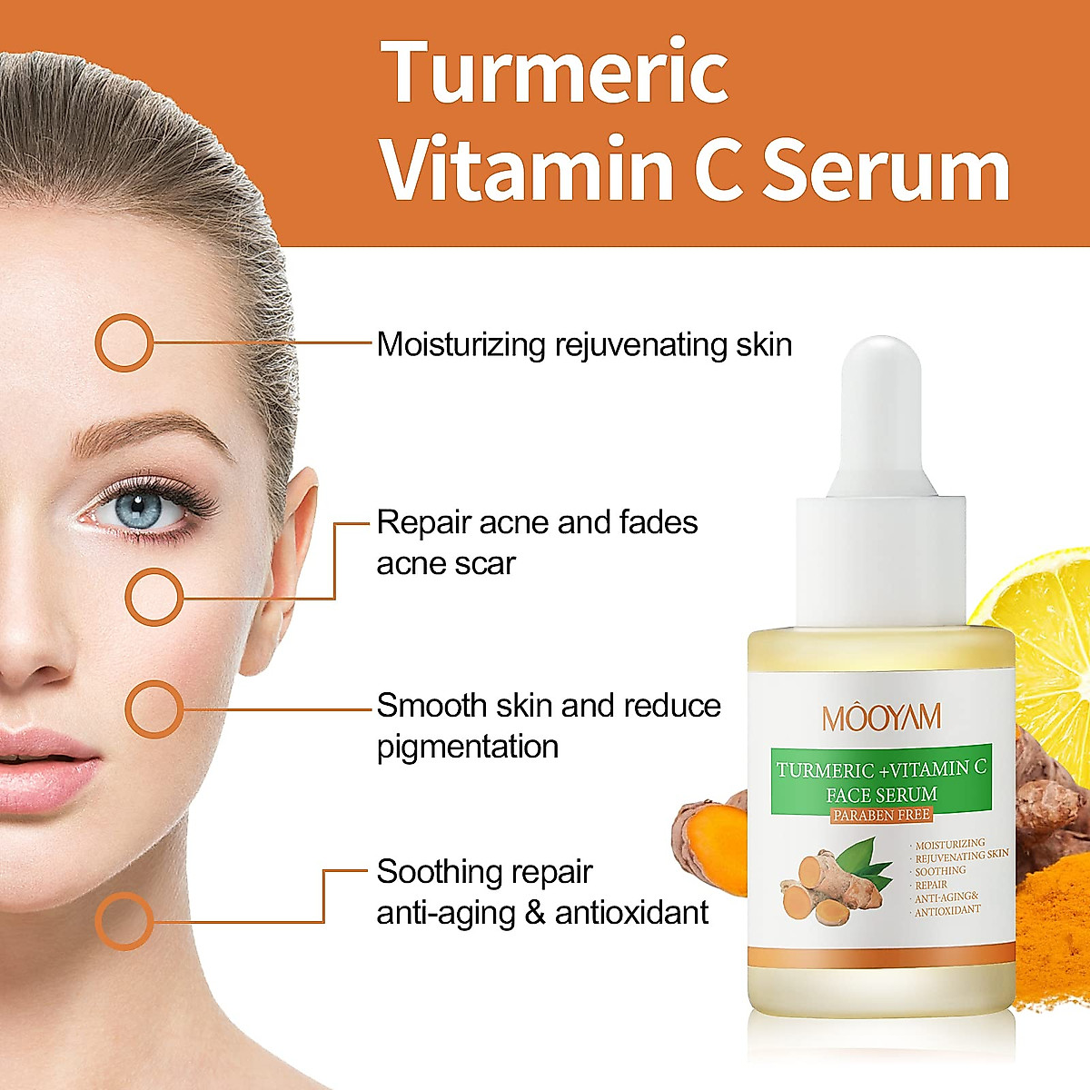 Turmeric Dark Spot Corrector Serum Turmeric and Vitamin C Serum for Face Dark Spot Correcting Glow Serum Dark Spot Remover for Face Tumeric Serum Acne Dark Spots Hyperpigmentation Smooth Skin 1oz