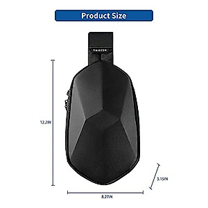 TAJEZZO Anti-theft Polyhedral sling chest bag Waterproof Cross Body Backpack Lightweight Casual Daypack Cycling Shoulder Bag with USB Port for Men and Women-Black