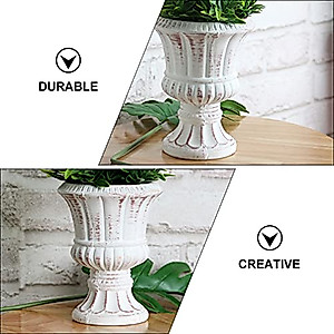 Happyyami 1Pc Tall Succulent Flower Pot Home Decor Balcony Planter Pot Porcelain Planter Pot Bonsai Tree planters for Indoor Plants Garden Roman Pillar Statue Nordic Ceramics White Clay Pot