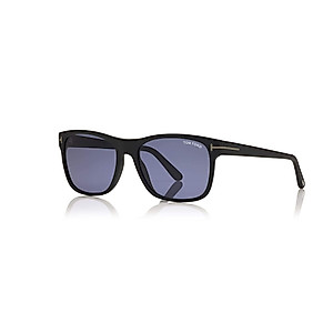 Tom Ford FT0698 02V 59MM Matte Black/Blue Smoke Geometric Square Sunglasses for Men + BUNDLE With Designer iWear Eyewear Kit