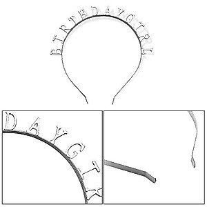 Zonon Birthday Headbands Birthday Satin Sash and Tiara Birthday Crown for Girls Women Birthday Party Supplies (Silver)