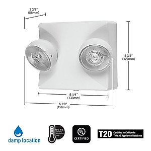 Sure-Lites All-Pro APELMINI-R 1.5 Watt Compact Emergency Light with 2 LED Heads - 90 Minutes Emergency Run Time, Adjustable Heads, Easy Installation, White Finish, 4 Pack