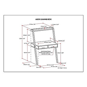 SIMPLIHOME Aleck SOLID WOOD 36 inch Wide Home Office Desk, Writing Table, Workstation, Study Table Furniture in Warm Walnut Brown with 2 Drawers