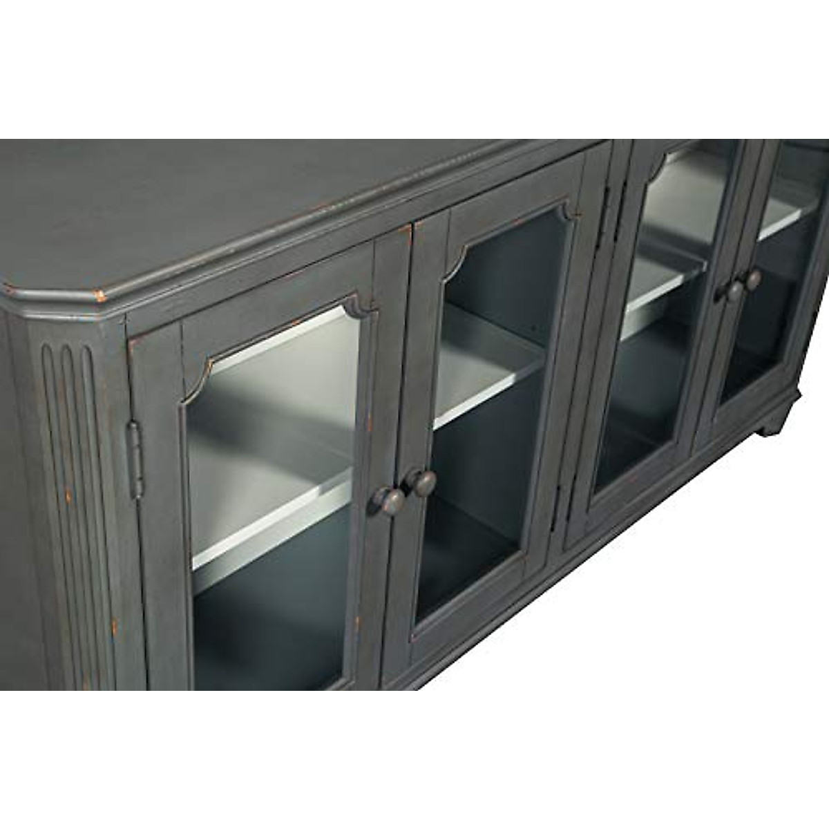 Signature Design by Ashley Mirimyn Vintage 68" 4-Door Accent Cabinet with Mirrored Glass and 2 Adjustable Shelves, Gray