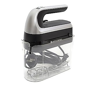 West Bend Hand Mixer Plus with Immersion Blender Attachment, 6 Speed Options with Ergonomic Handle and Snap-On Storage Case, 250-Watts, Black