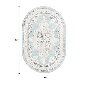 Unique Loom Parker Collection Area Rug - Merakli (4' x 6' Oval, Aqua/ Beige)