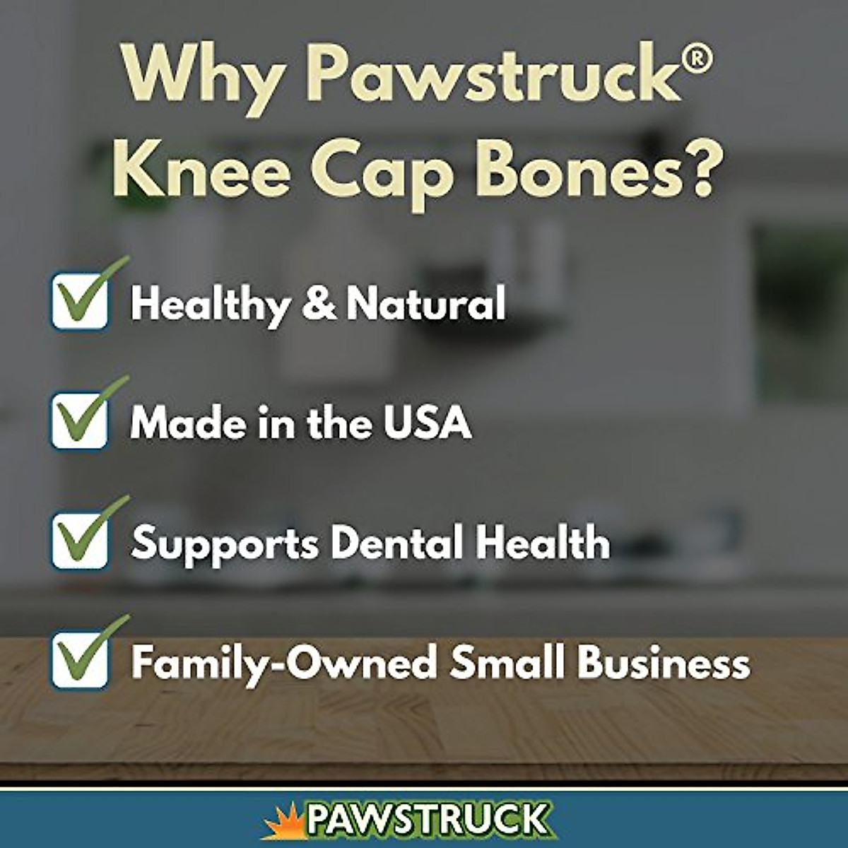 Pawstruck Natural Knee Cap Dog Bones Pet Food, 10-Pack Dog Treats for Aggressive Chewers, Low Fat and High Protein Dental Chews, Beef Flavor, Long Lasting and Calming Rawhide Alternatives, 1.34 Kg