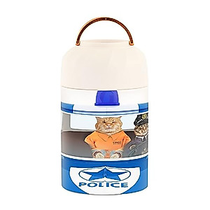 CUPADA Police Cats Funny Food Jar, 3d Cute Kitten Insulated Hot Food Jars Vacuum 17OZ with Folding Spoon for Work Trip Picnic Camping